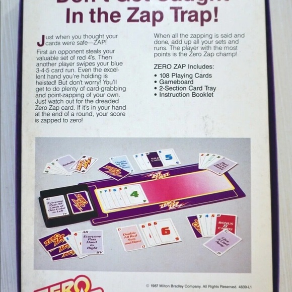 Milton Bradley | Games | Zero Zap Card Game 987 Vintage Complete ...